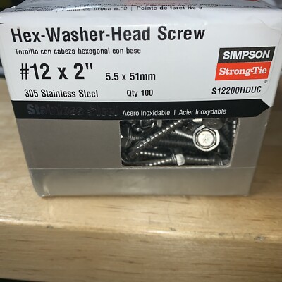 Self Drilling Screw, #12-14 x 2 ", PK 100 Simpson Strong Tie S12200HDUC ...