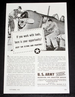 1942 OLD WWII MAGAZINE PRINT AD, AAF, US ARMY RECRUITING AND INDUCTION ...