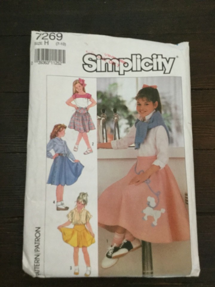 Simplicity 7269 Girls Skirt Three Lengths Poodle Yoke Full Vtg 90s Sz 7 ...