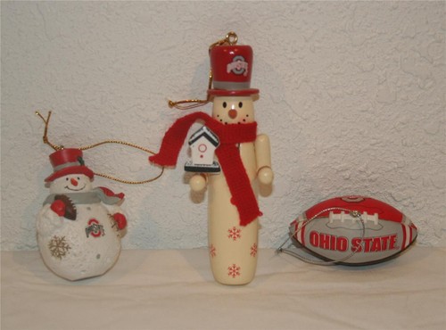 Ohio State Buckeyes Lot of 3 Ornaments Football Snowman Nutcracker ...