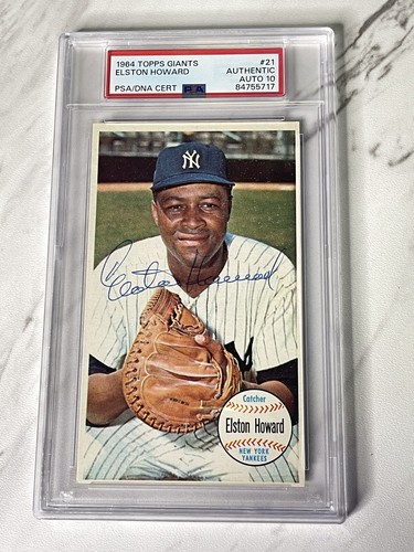 Elston Howard Signed 1964 Topps Giants 21 Auto Grade 10 PSA 84755717 ...