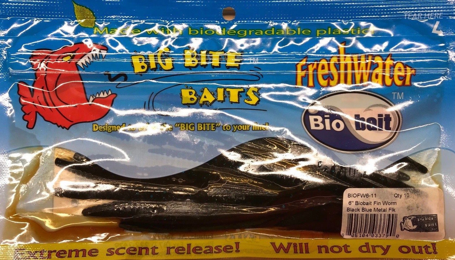 Big Bite Baits Bio Bait 6" Finesse Worms - Choose Color | eBay