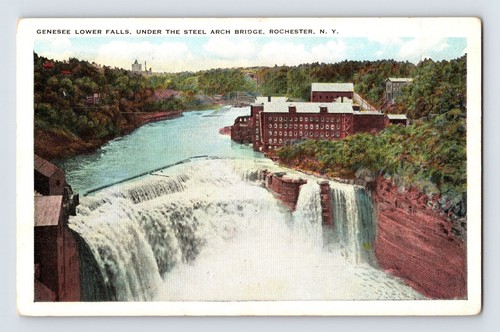 Vintage Genesee Lower Falls Steel Arch Bridge Rochester NY Postcard | eBay