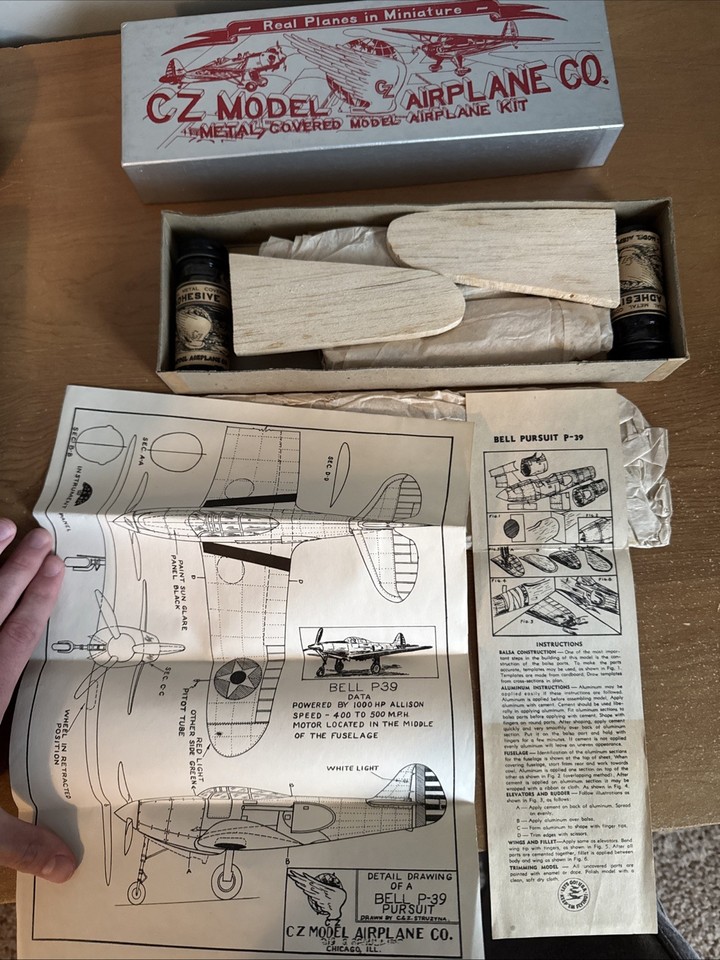 CZ Model Airplane Co. Bell P-39 Pursuit Wood Metal Covered Model ...