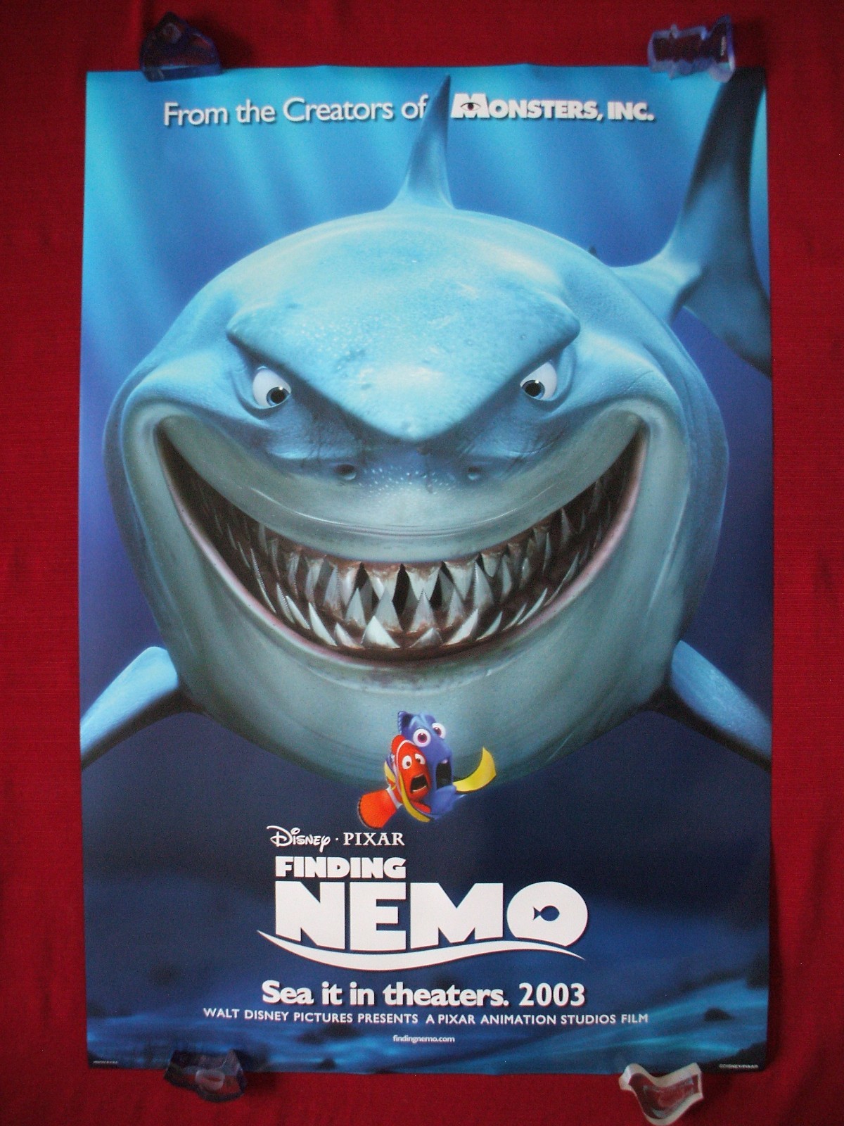 FINDING NEMO * 2003 ORIGINAL MOVIE POSTER 1SH D/S ADVANCE JAWS SHARK ...