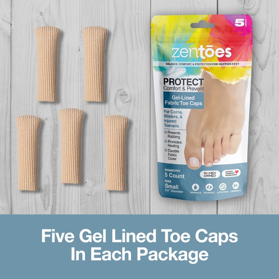 ZenToes Fabric Covered Gel Toe Caps Closed Sleeve Protectors Corns ...