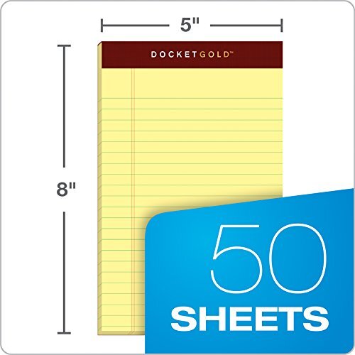 Docket Gold Writing Pads, 5" x 8" Rule Paper, 50 Sheets, 6 Jr. Legal ...