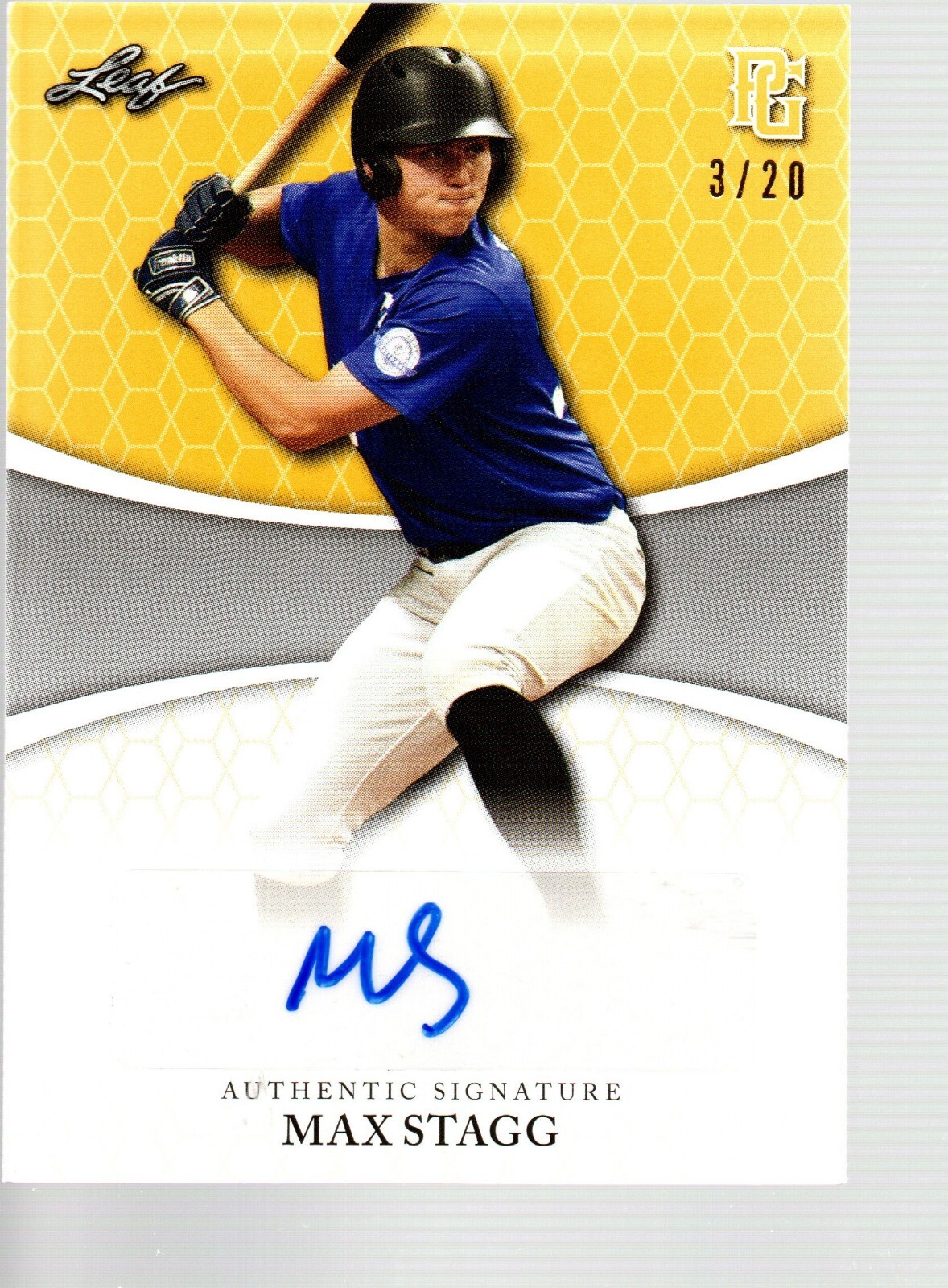 2022 Leaf Perfect Game National Showcase Auto Yellow BA-MS2 Max Stagg 3 ...