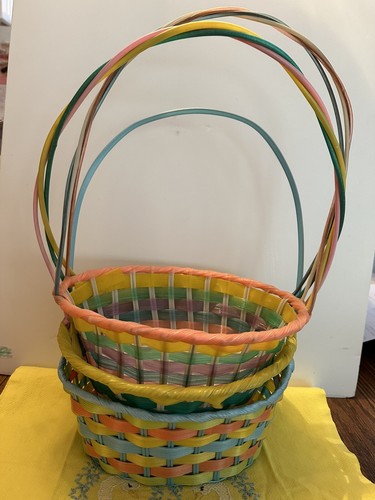 3 Vintage 80's Sturdy Pastel Vinyl Woven Easter Baskets/Lot | eBay