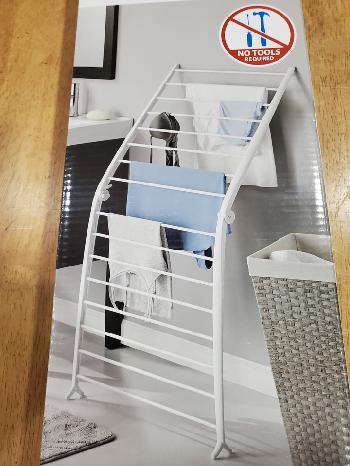 Mainstays Space-Saving Drying Rack White 26.75"w x 51.5"h x 3"d New in ...