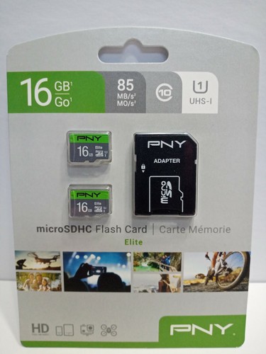 New PNY Elite 2 PK 16GB Micro SDHC Memory Cards Class 10 w/ Adapter | eBay