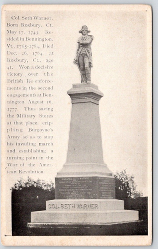 POSTCARD COL. SETH WARNER REVOLUTIONARY WAR HERO | eBay