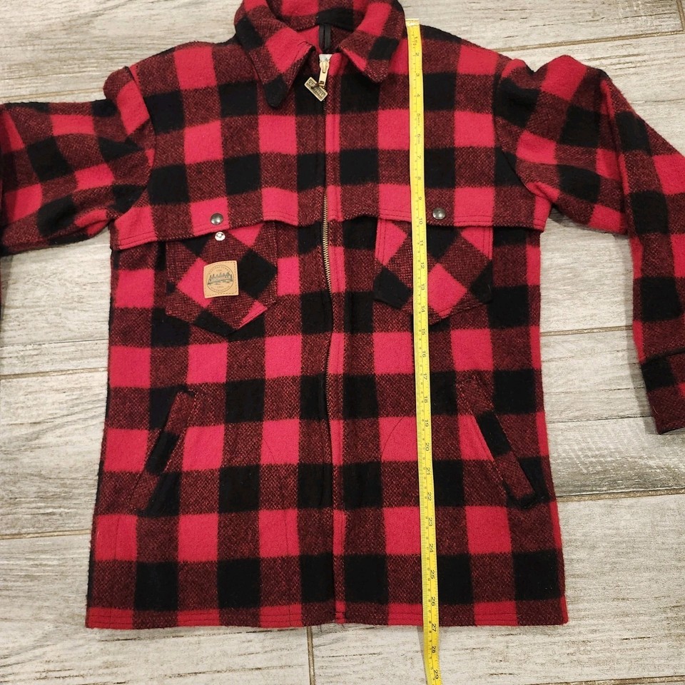 Labonville Red Lumberjack Plaid Made In USA 85 Percent Wool Jacket Zip ...