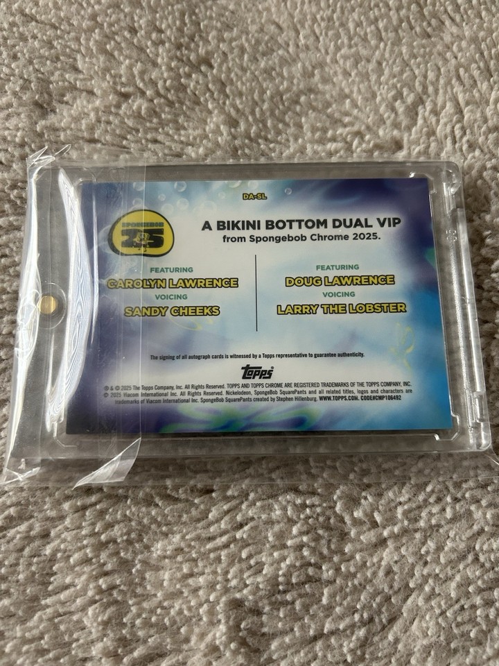 SpongeBob Topps Chrome 2025 Dual Autograph Sandy Cheeks Larry Lobster ...