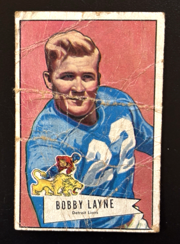 Vintage 1952 Bowman Football Small #78 Bobby Layne Lions HOF LOW GRADE ...