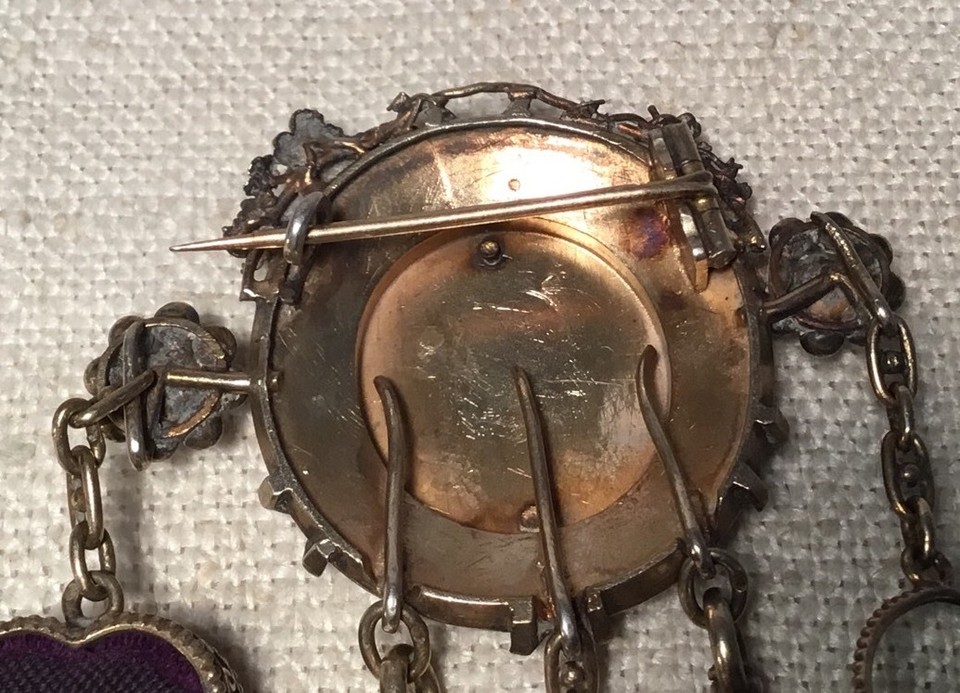 Antique Magnificent Sterling Silver Dutch Royal Seal Chatelaine Brooch ...