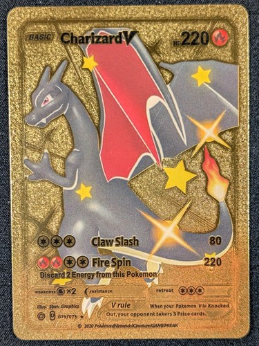 Charizard V 2020 Gold Foil Rare Fan Art Pokemon Card 079/073 (NM) | eBay