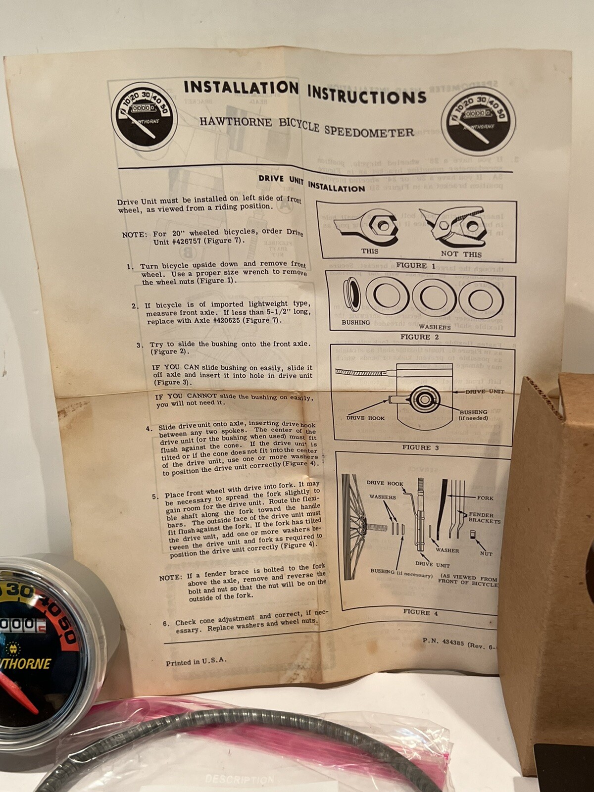 Vintage Hawthorne Speedometer w/BOX 60s Muscle Bike Murray Huffy ...