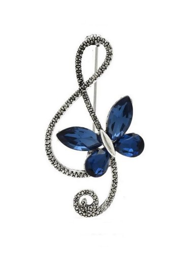 Key floor jewelry brooch and butterfly silver grey steel and blue ...