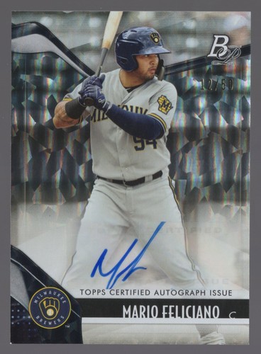 2021 Bowman Platinum Top Prospects Mario Feliciano Ice Pattern Auto #'d ...