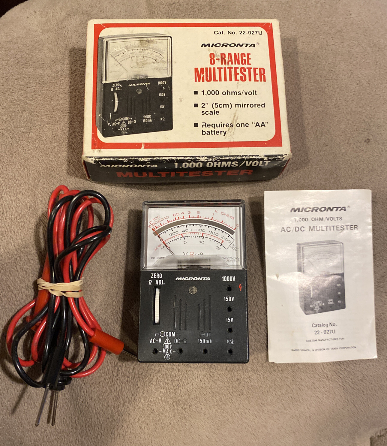 Vintage Micronta 8 Range Multimeter Multitester Tester AC/DC 22-027U ...
