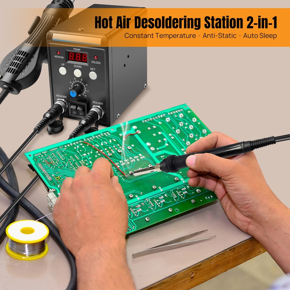700W Soldering Station Digital Hot Air Rework Station Solder Sucker ...