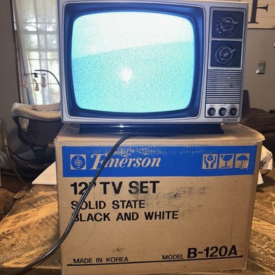 Vintage 1982 Emerson B-120A Portable Dial Television 12" Retro ...