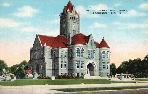 Vintage Postcard 1920's Court House Rochester Fulton County Indiana IN ...
