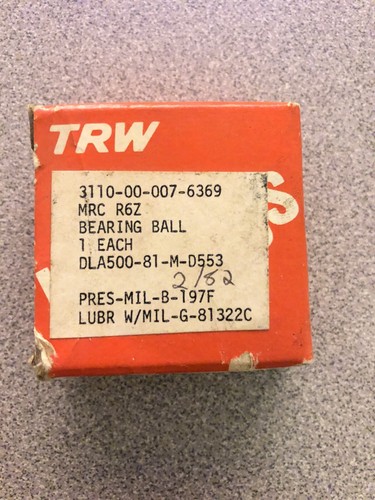 MRC R6Z TRW Annular Ball Bearing NSN 3110-00-007-6369 NEW DLA500-81-M ...