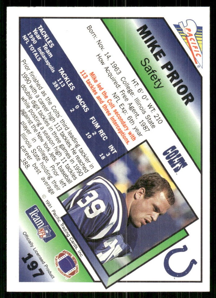 1991 Pacific #197 Mike Prior | eBay