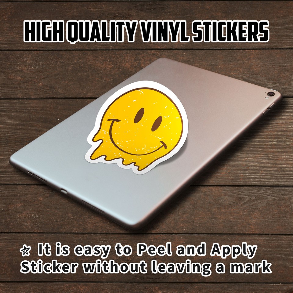 Retro Melting Smile Face Sticker Funny Groovy Hippie Stickers (5 inches ...