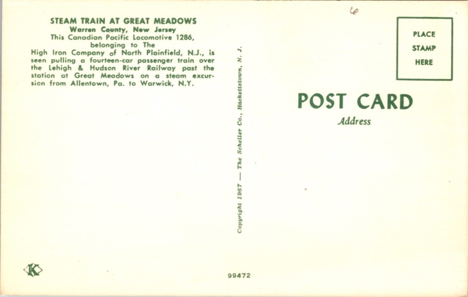 Postcard Steam Train at Great Meadows in Warren County, New Jersey | eBay