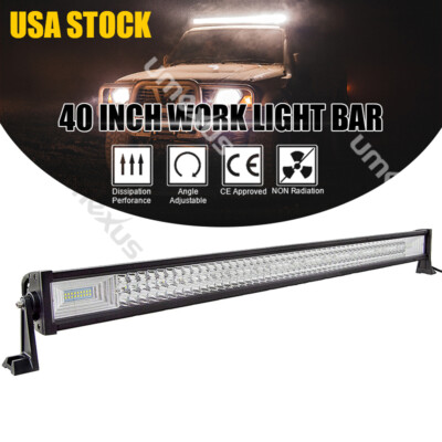 40 Inch LED LIGHT BAR Tri Row Spot Flood Combo Truck Offroad 4WD ATV ...