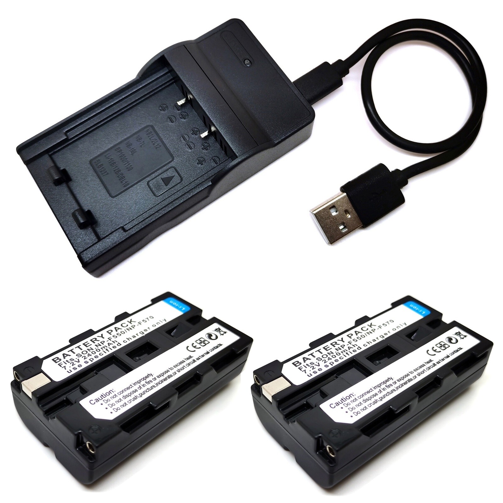 Battery / USB Charger For Sony NP-F330 NP-F550 NP-F570 BC-VM10 BC-VM50 ...