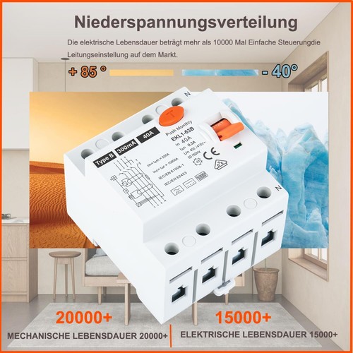 FI Fehlerstromschutzschalter RCD Typ B 40A 63A E-Auto Allstromsensitiv ...