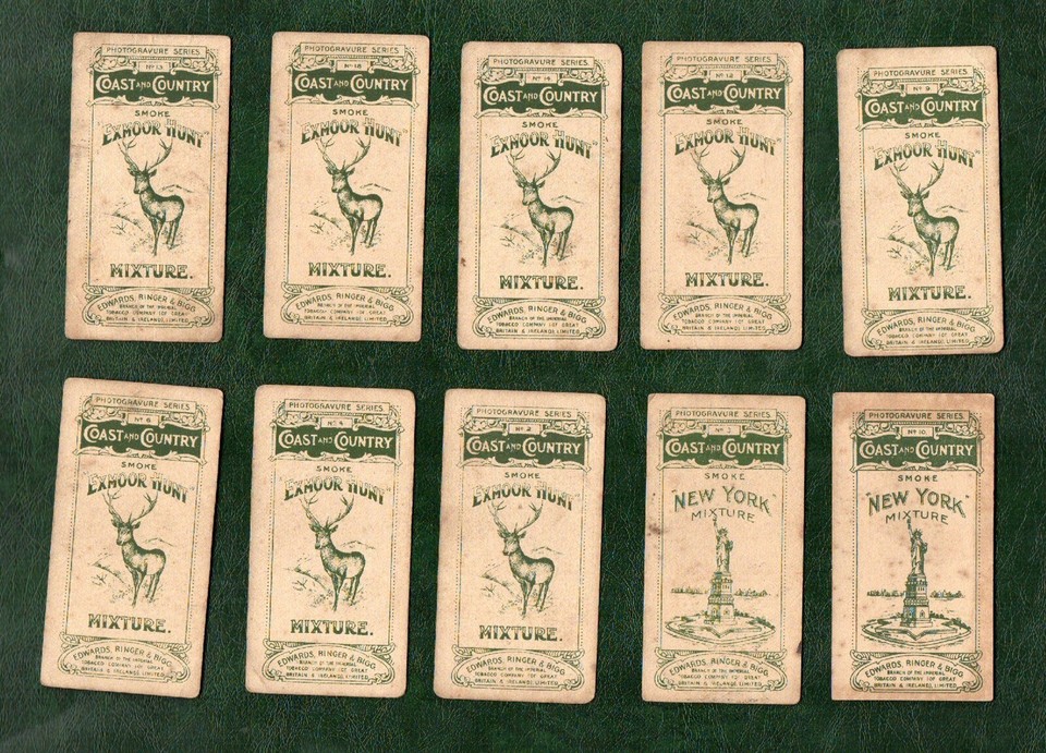 10 x Rare Cigarette cards mixed lot catalog value £85.oo, some bad ...