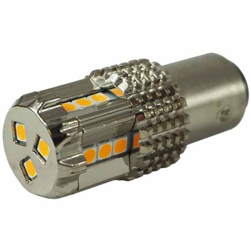 Amber 15 LED 1157 Bulb W/ Chrome Aluminum Housing For Watermelon Glass ...