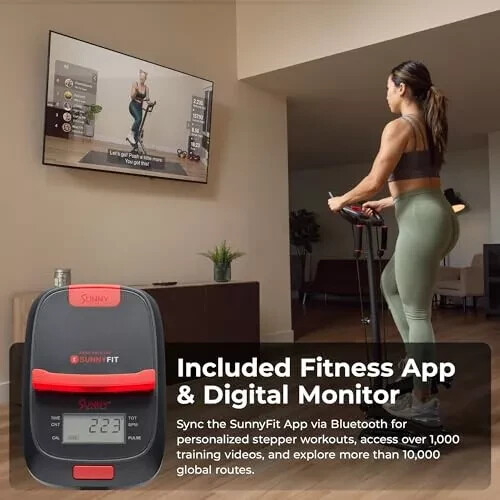 Sunny Health & Fitness Total Body 2-in-1 Smart Stepper Machine for Home ...