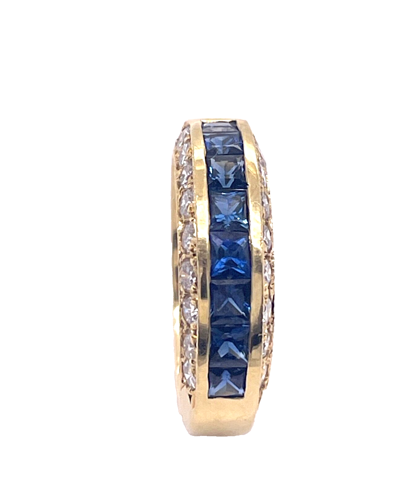 18k Yellow Gold Sapphire & Diamond Ring Signed RJM | eBay