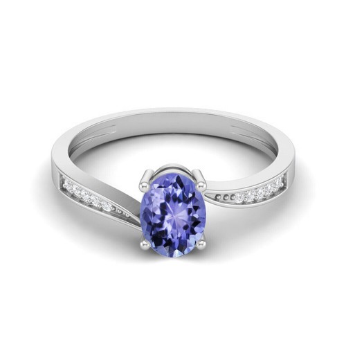 Lab-Created Tanzanite 1.50Ct Oval Cut WomenEngagement Ring 14K White ...