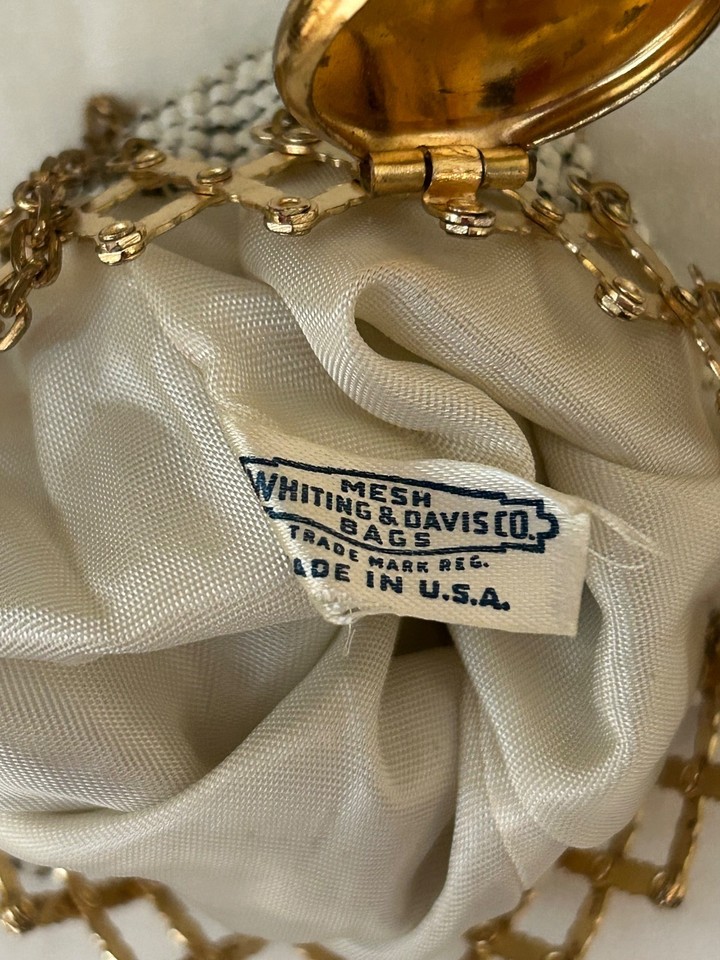 Vtg Whiting & Davis Expandable Gate Top Beaded Mesh Purse Beggars ...