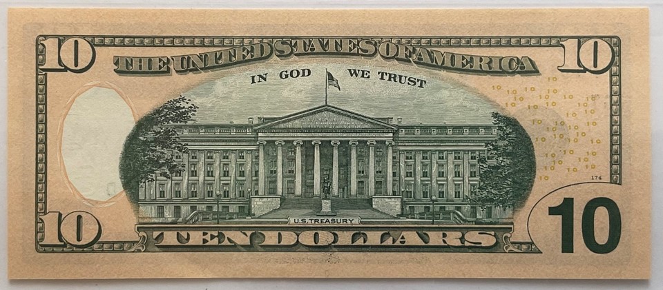 Fancy Serial Number, $10 Dollar Bill “Ladder”, # 01234567, PCGS Graded ...