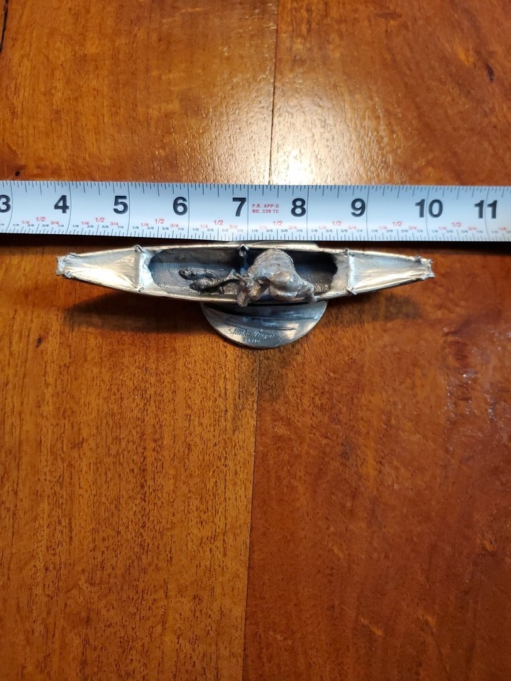 Slavko Dugar Pewter Sculpture Canada Inuit Man In Canoe With His Catch ...