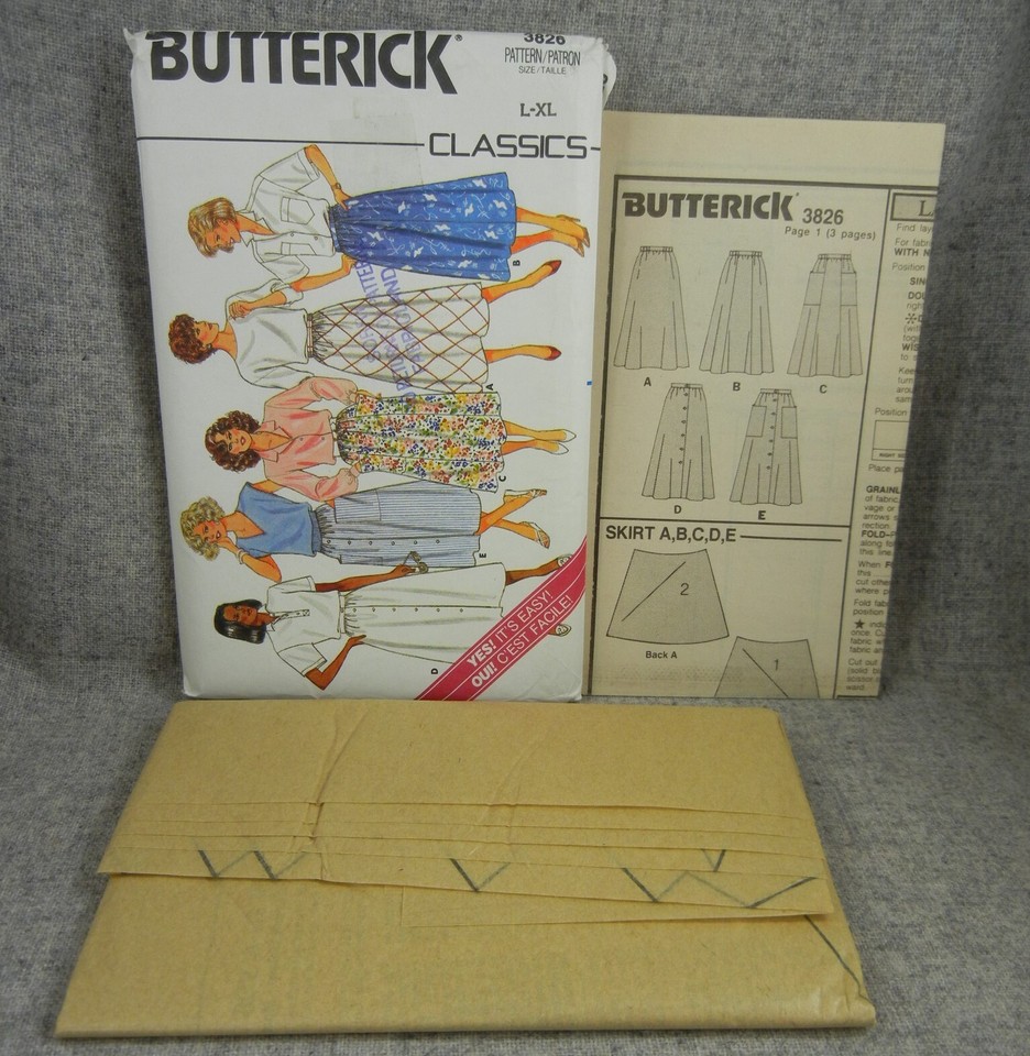 Butterick 3826 Misses Skirt flared A-line pockets size 16 18 20 22 ...