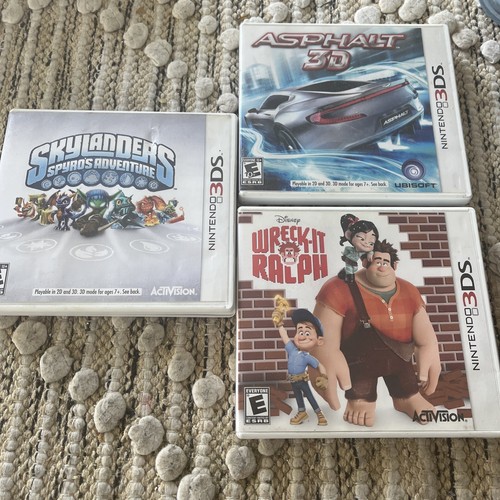 Lot of 3 Nintendo 3DS game, Asphalt 3D, Wreck It Ralph, Sky landers ...