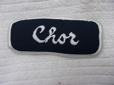 CHOR USED EMBROIDERED VINTAGE SEW ON NAME PATCH TAGS WHITE ON BLACK | eBay