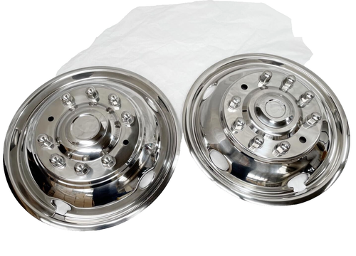 SET OF 19.5" STAINLESS WHEEL SIMULATORS FOR 2008-2025 DODGE RAM 4500 ...