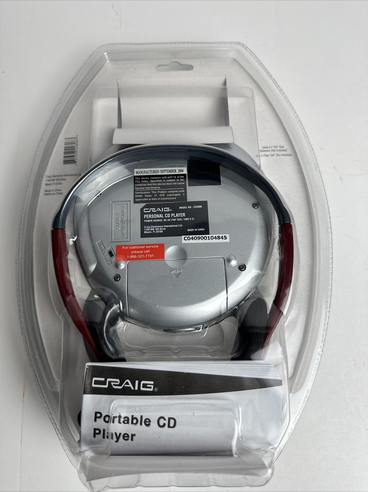 Craig CD2808 Personal Compact Disc Portable CD Player - Red/Silver ...