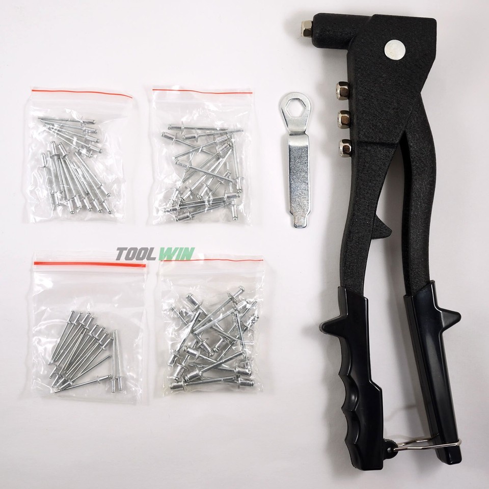 60pc Pop Riveter Gun Set Blind Rivet Hand Tool Kit Gutter Repair Heavy ...