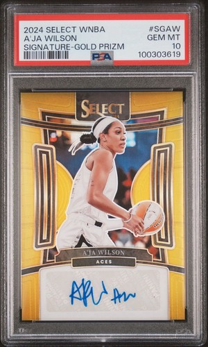 2024 Select WNBA Aja Wilson Gold Auto 01/10 SG-AW PSA 10. POP 1 Bookend ...